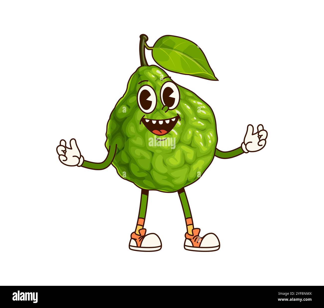 Groovy tropical bergamot fruit character. Isolated cartoon vector fresh ...