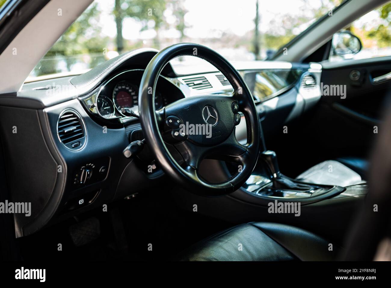 Riga, Latvia - 14.05.2023: Black Mercedes Benz CLS 320 AMG. Static ...