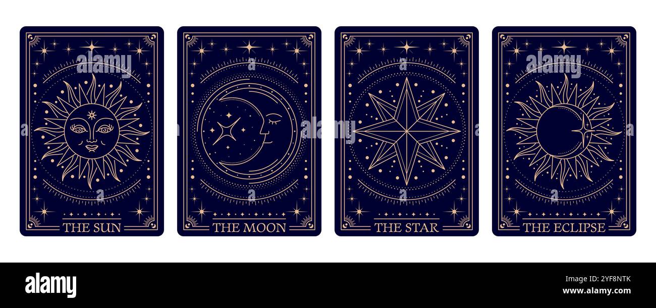 Magic tarot cards, mystic esoteric occult frames showcase intricate ...