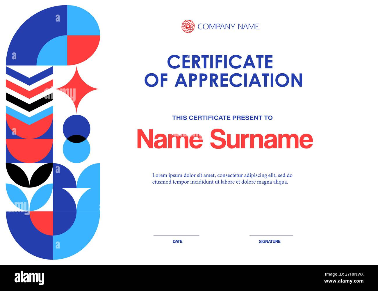 Certificate of appreciation template with modern geometric pattern ...