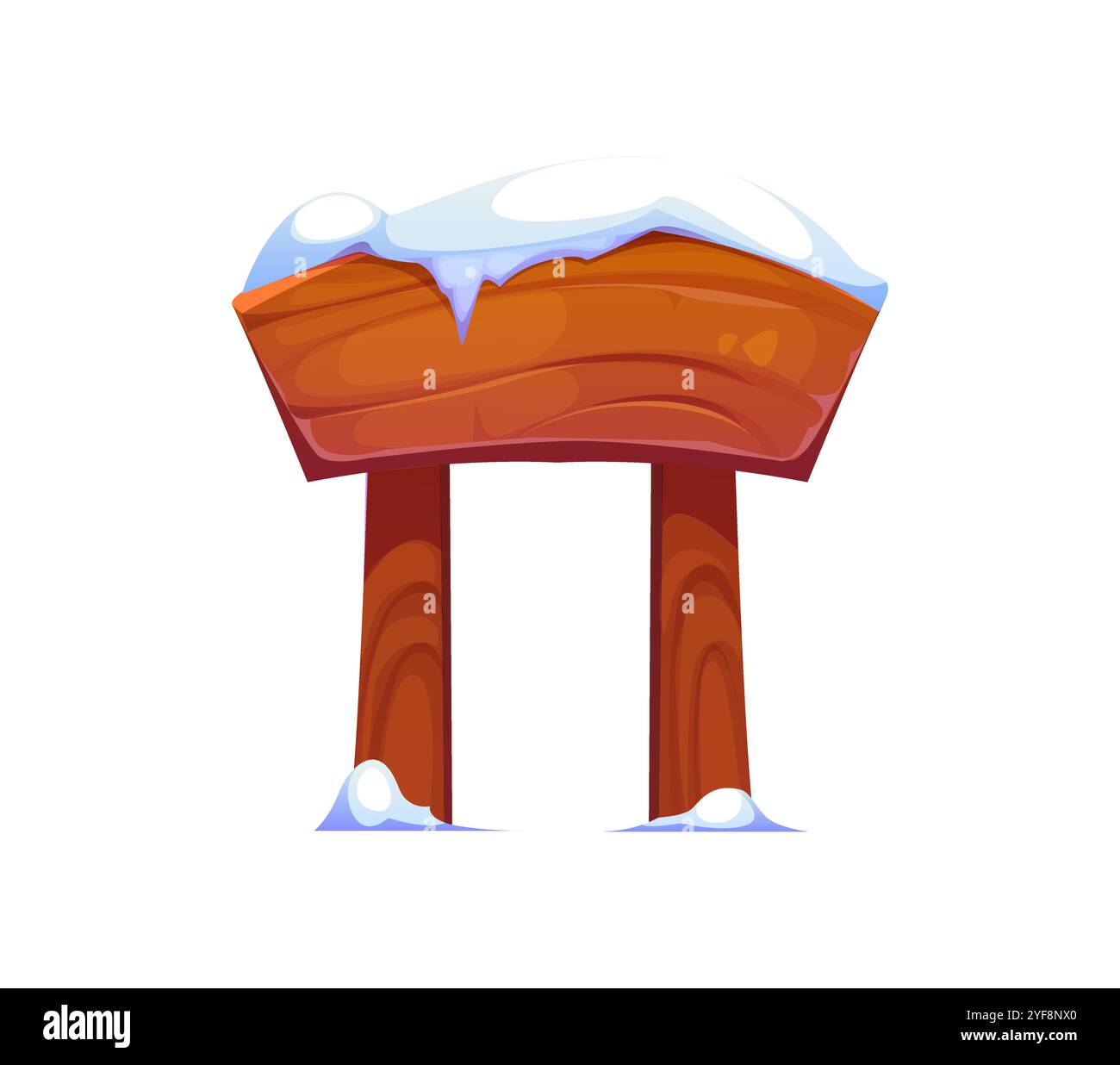 Wooden sign board in winter snow for Christmas holiday, vector cartoon ...