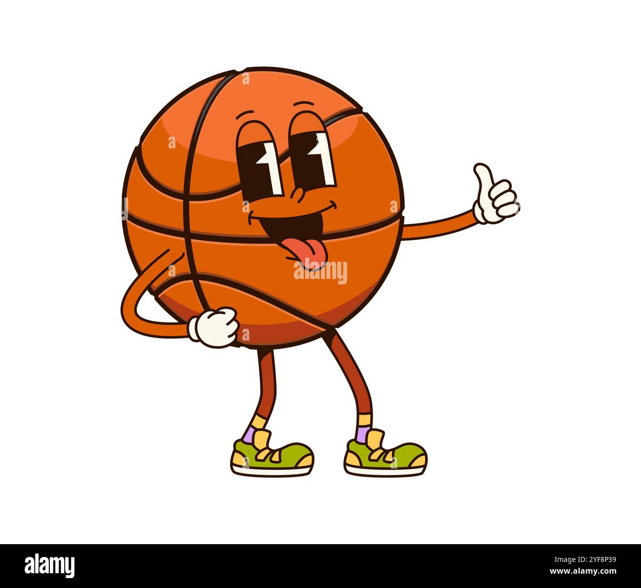 Groovy basketball ball character. Isolated cartoon vector retro sports ...