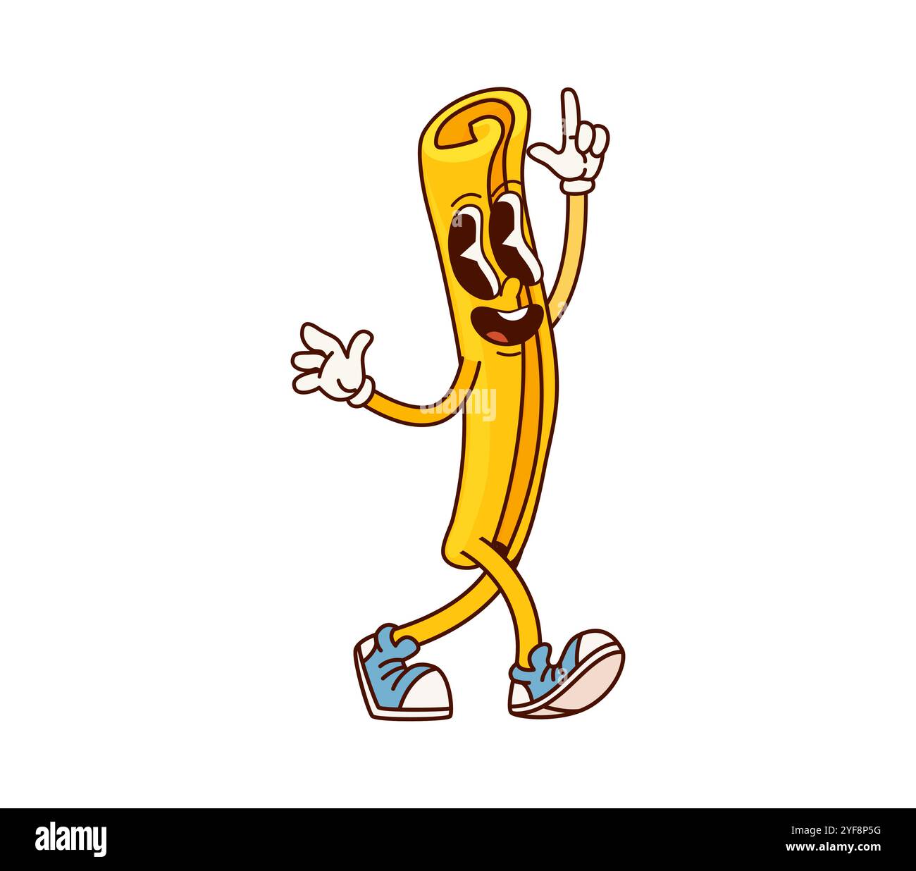 Casarecce Italian pasta groovy funny character. Casarecce tasty noodle ...