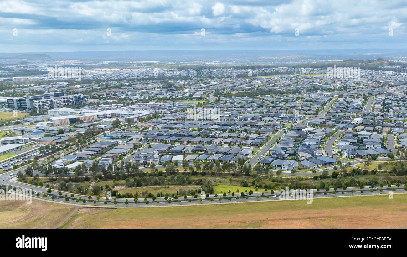 Drone aerial photograph of houses and infrastructure development in the ...