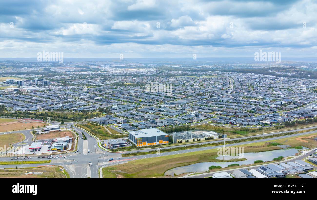 Drone aerial photograph of houses and infrastructure development in the ...