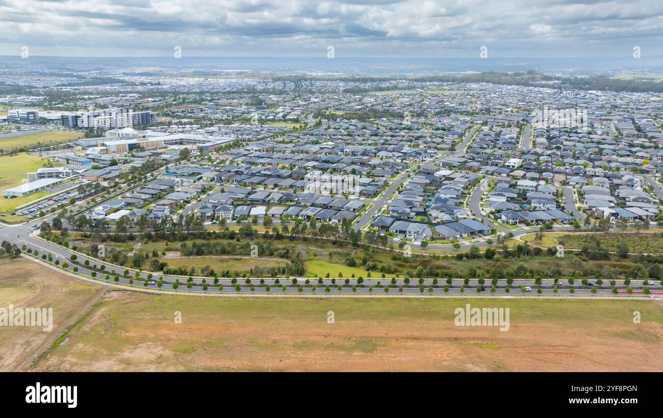 Drone aerial photograph of houses and infrastructure development in the ...