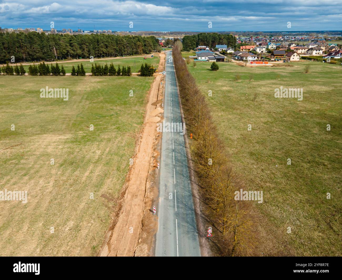 Building a new bike path or sidewalk. Sustainable transport Stock Photo ...