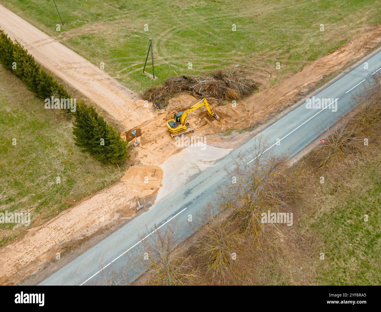 Building a new bike path or sidewalk. Sustainable transport Stock Photo ...