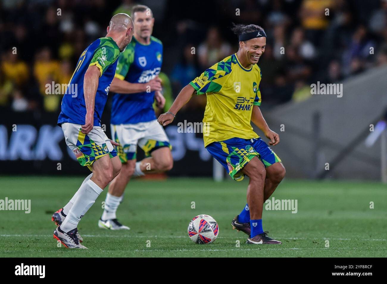 Ronaldinho of Ronaldinho's XI in action during the Joga Bonito Tour ...