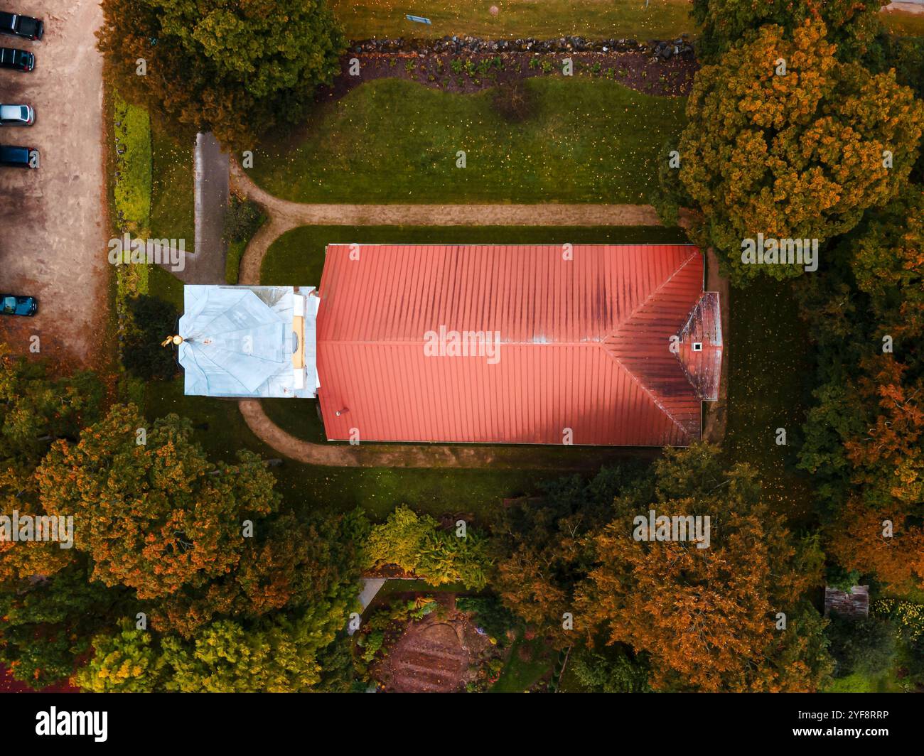 Aerial fall foliage view of rural village Stock Photo - Alamy