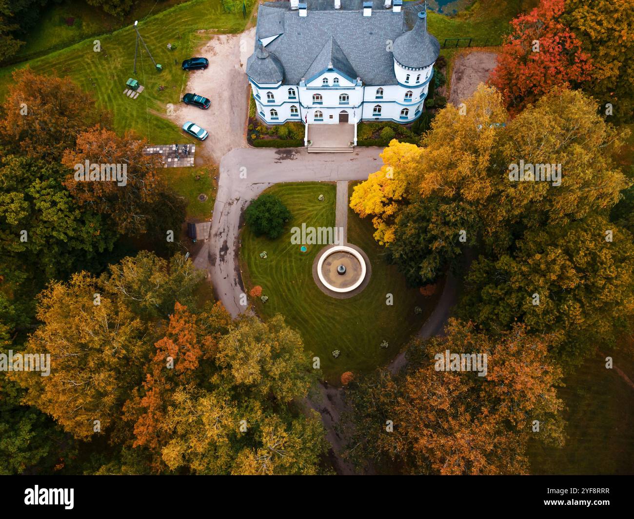 Aerial fall foliage view of rural village Stock Photo - Alamy