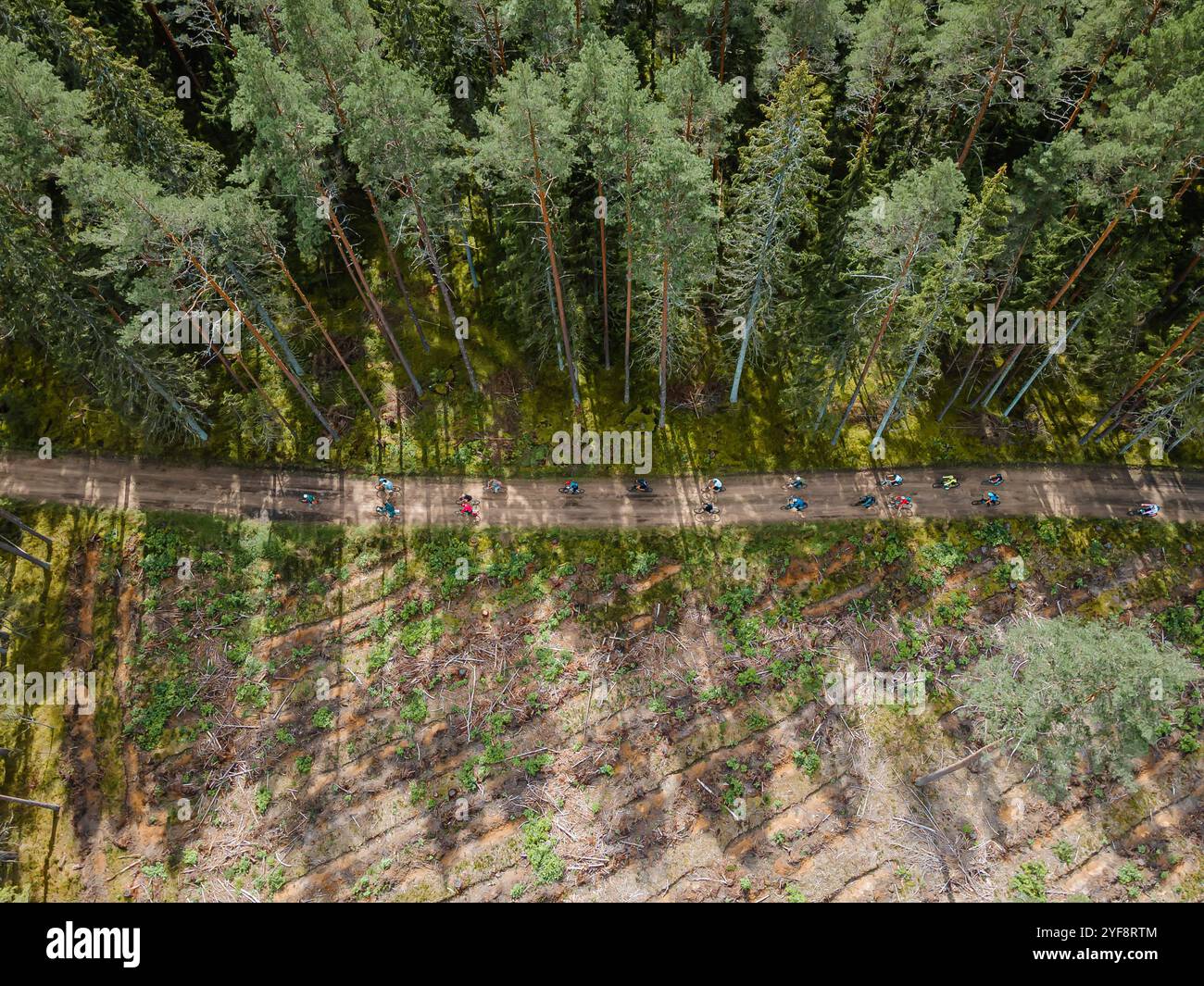 Cyclists in birds eye view hi-res stock photography and images - Alamy