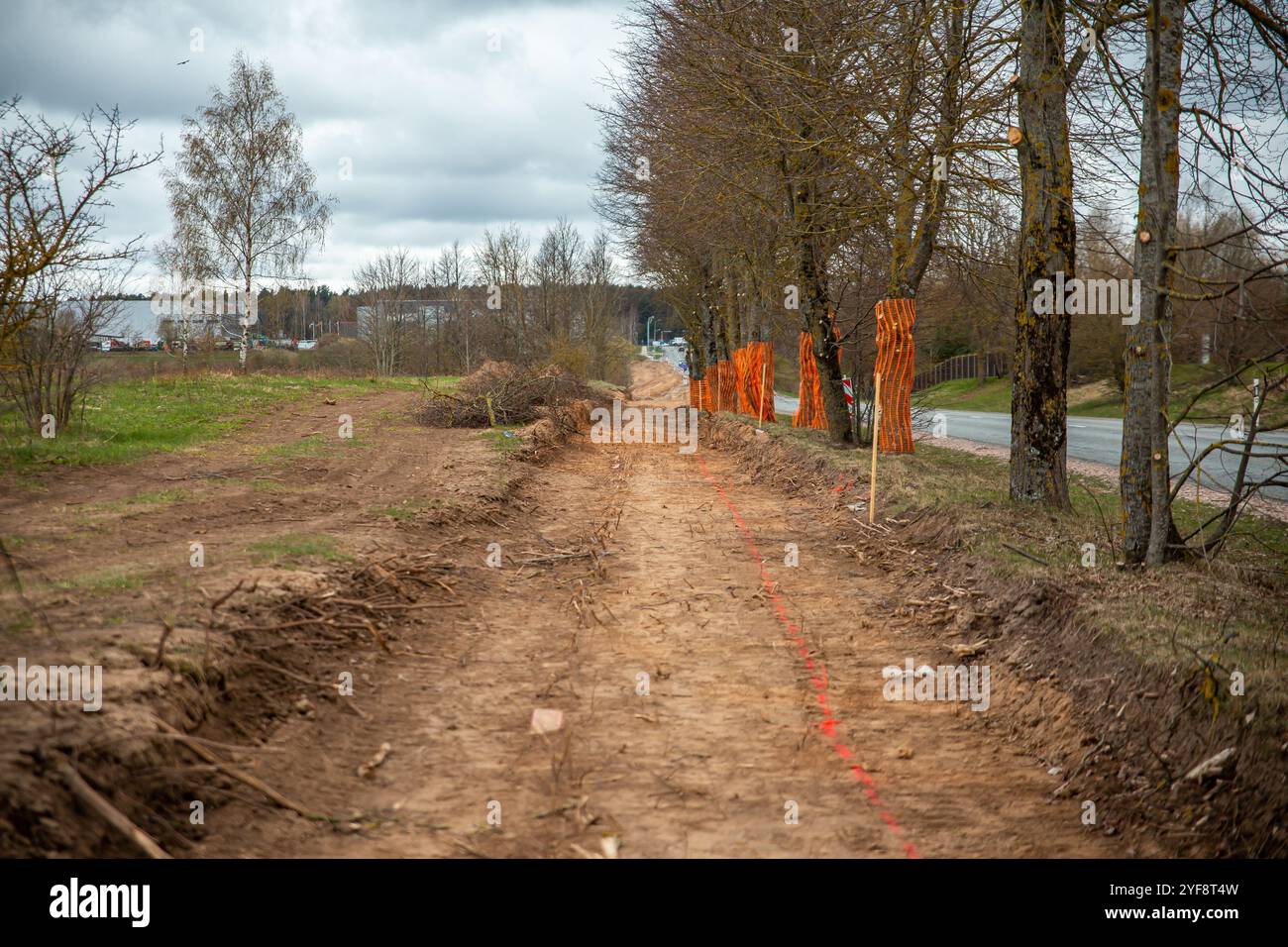 Building a new bike path or sidewalk. Sustainable transport Stock Photo ...