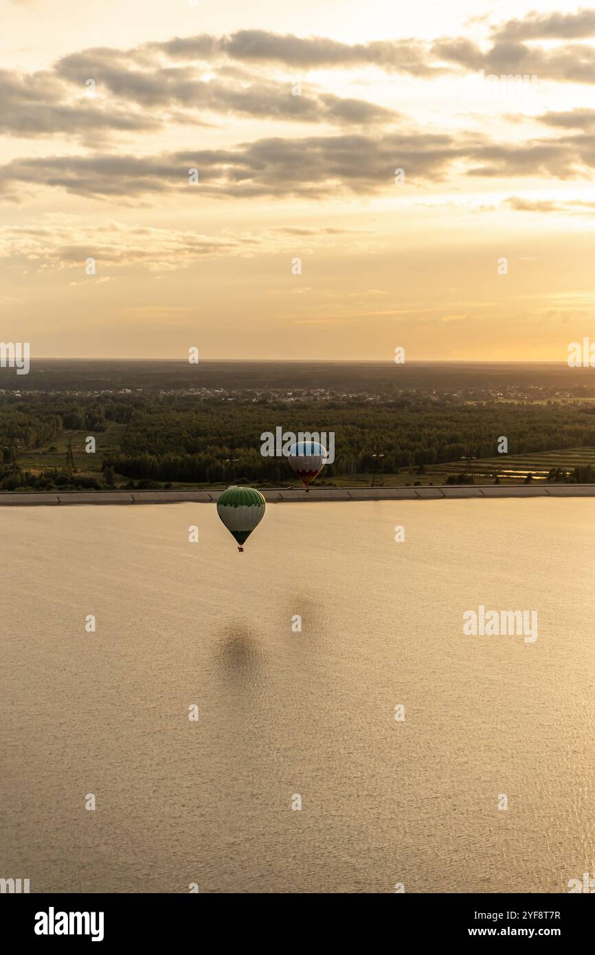 Flying over green valley river hi-res stock photography and images - Alamy