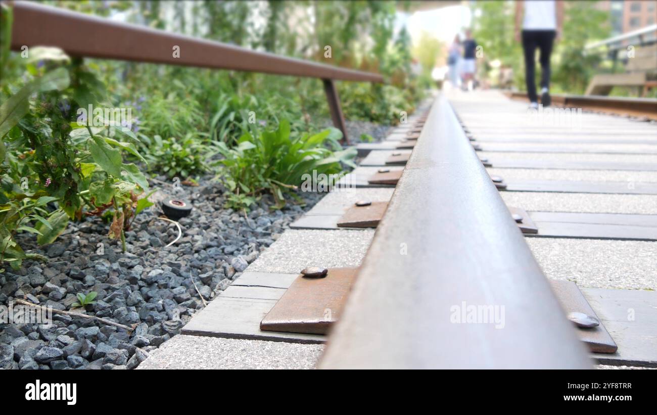 New York City High Line elevated greenway, Manhattan Midtown, USA ...