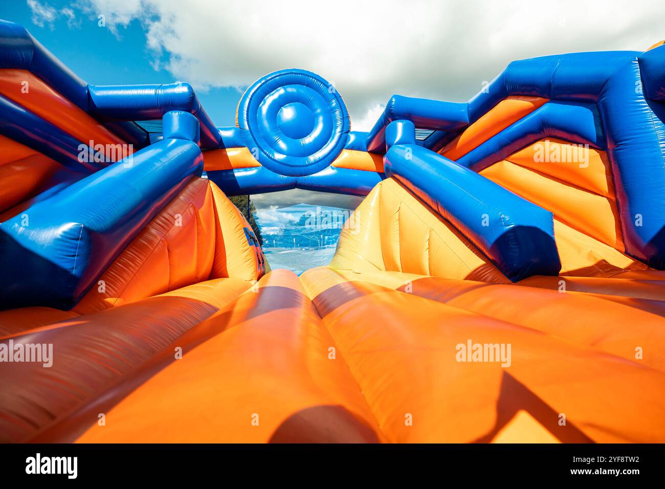 Inside colorful inflatable castle for kids Stock Photo - Alamy