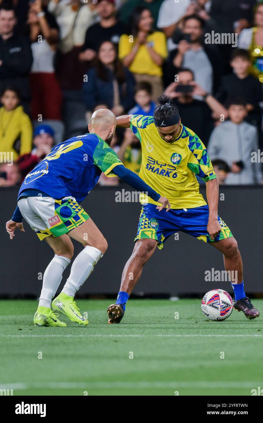 Ronaldinho of Ronaldinho's XI in action during the Joga Bonito Tour ...