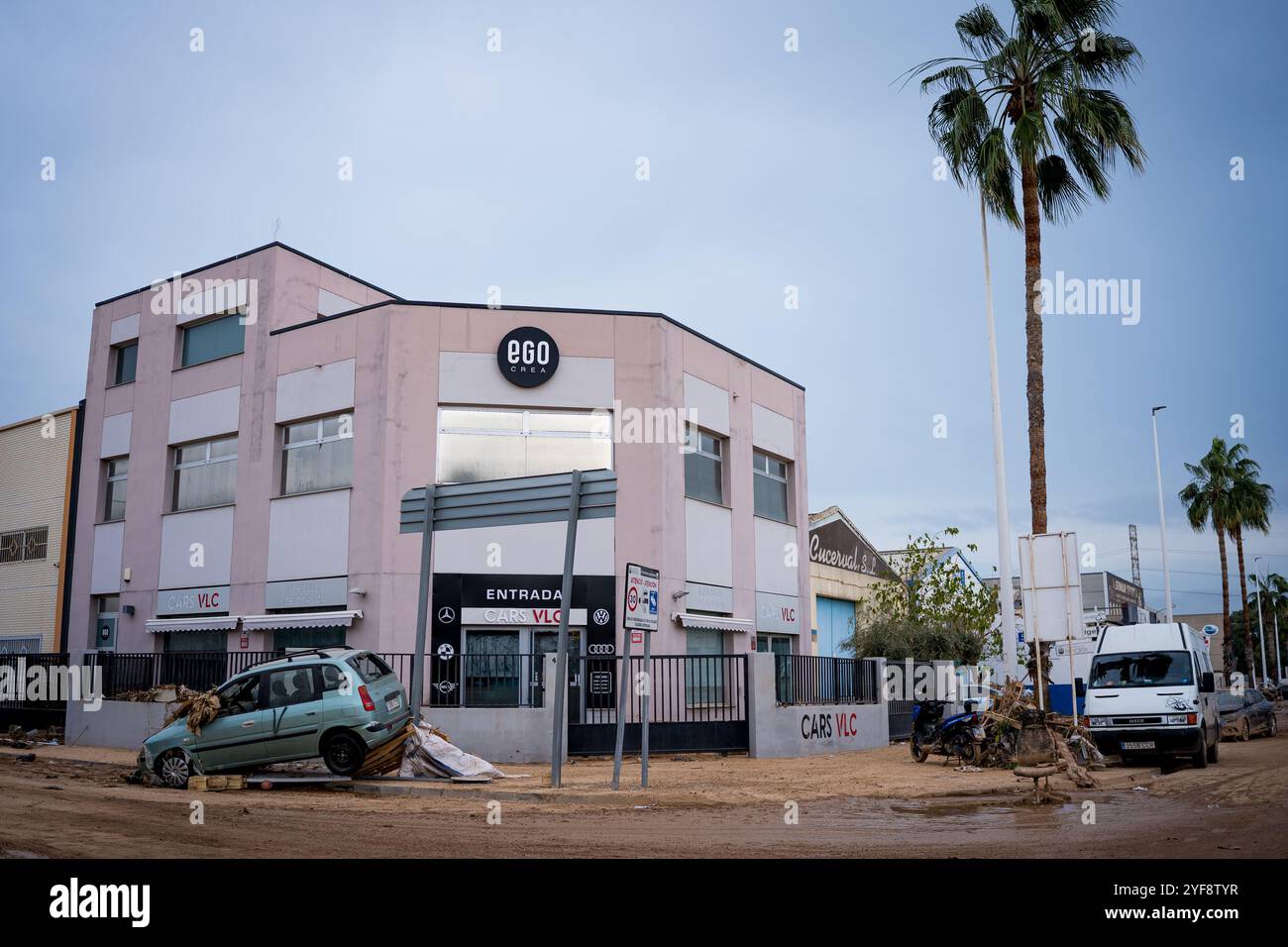 Paiporta, Spain. 03rd Nov, 2024. Destroyed cars and rubble are seen ...