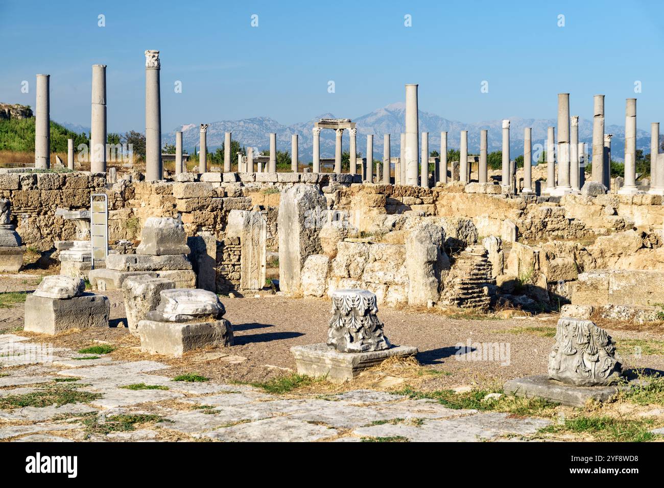 Scenic ruins of Perge (Perga) at Antalya Province, Turkey Stock Photo ...