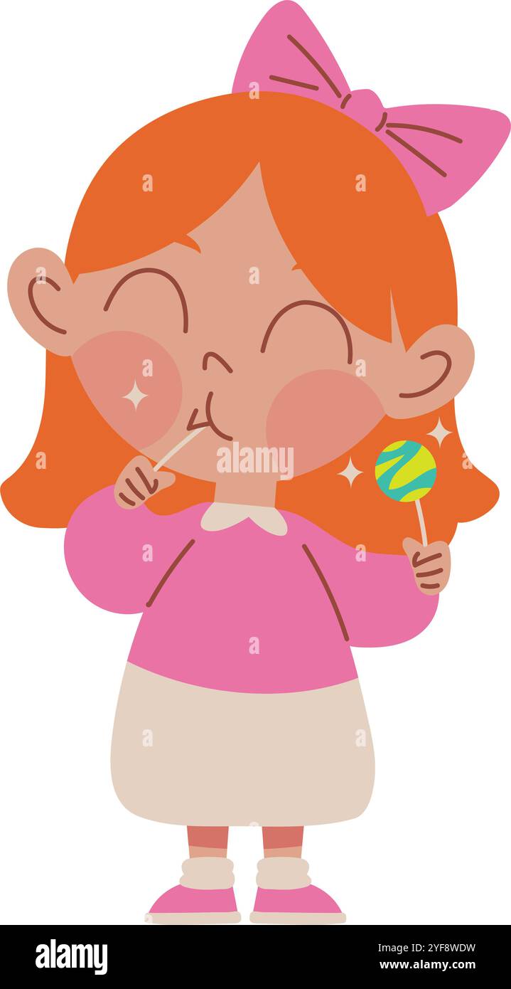 cute girl eating candy Stock Vector Image & Art - Alamy
