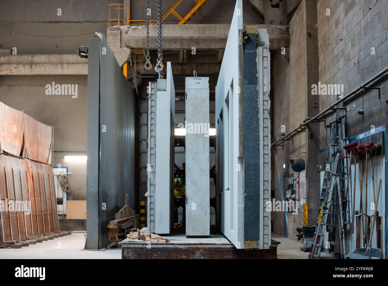 Precast concrete wall panels in factory to transport and install Stock ...