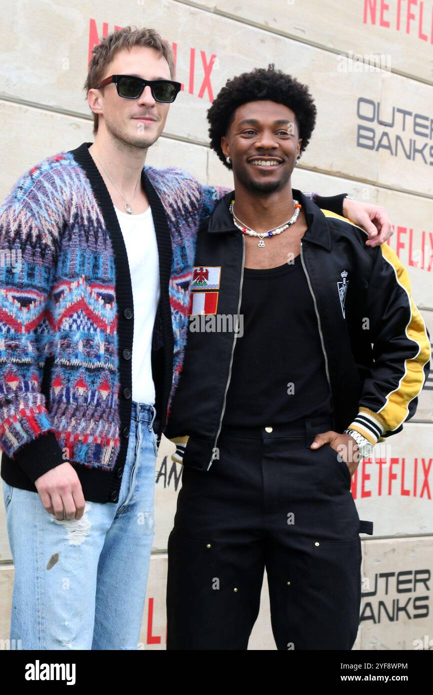 Drew Starkey, Jonathan Daviss at arrivals for POGUELANDIA Netflix And Outer Banks Immersive Fan ...