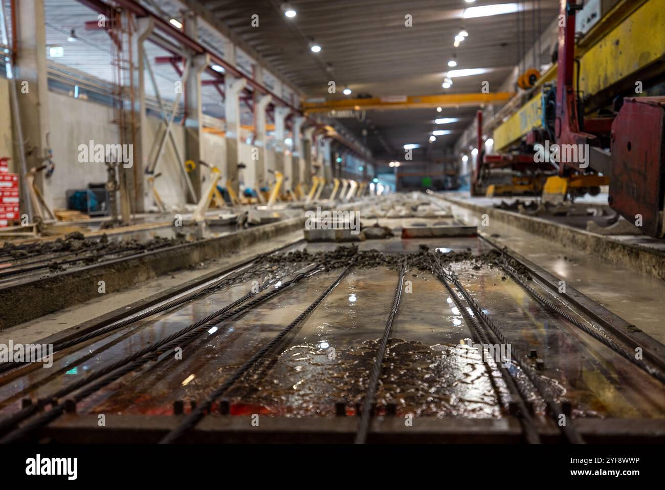 Manufacturing concrete slabs. reinforced concrete production Stock ...
