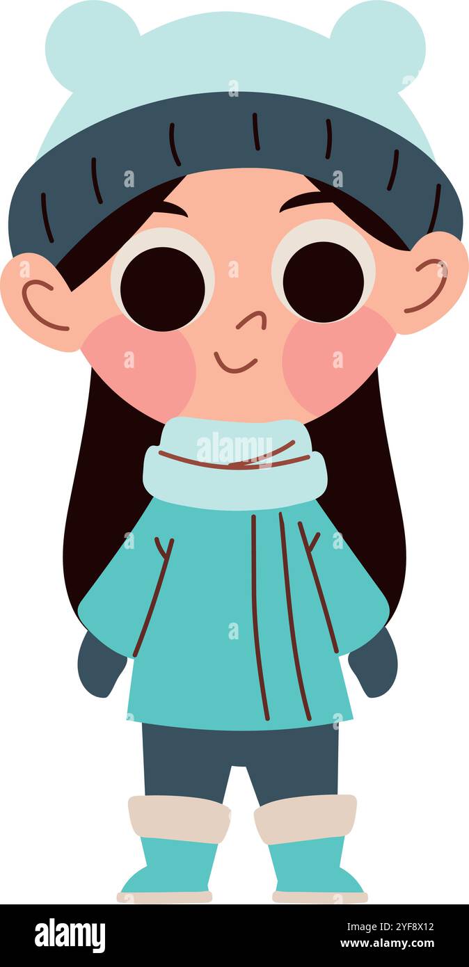 cartoon girl wearing winter clothes Stock Vector Image & Art - Alamy