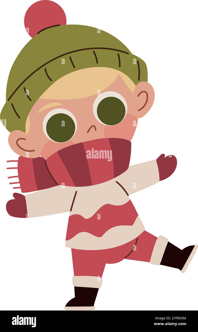 cartoon boy wearing winter clothes Stock Vector Image & Art - Alamy
