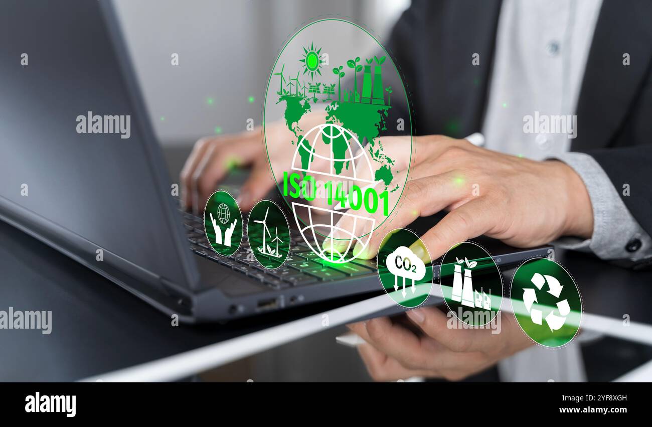 ISO 14001 concept. ISO standards quality control 14001 certified for ...