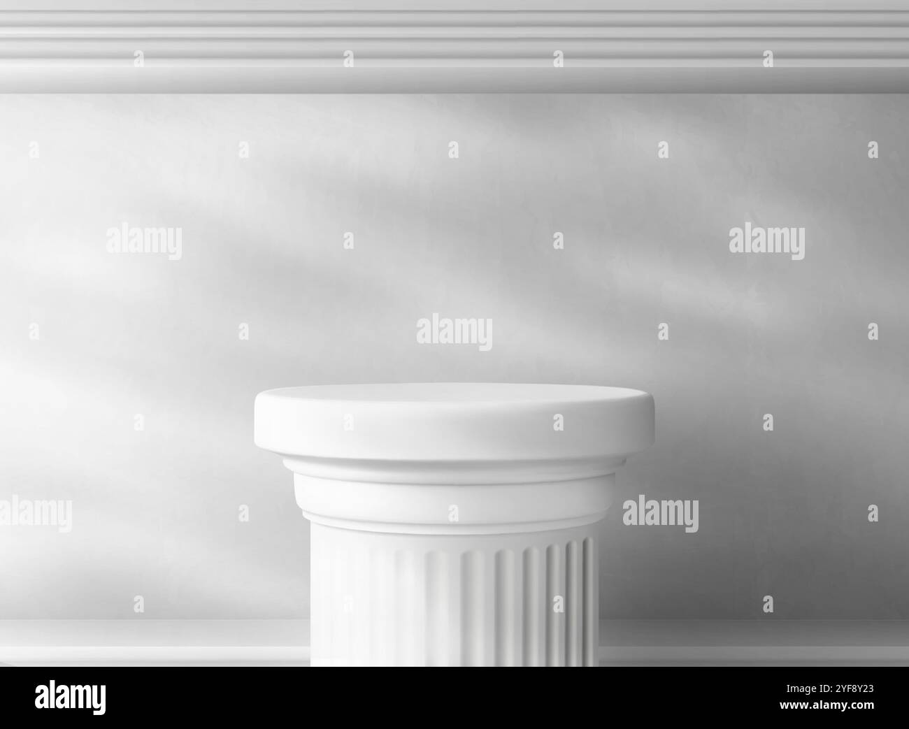 3d pillar podium. White column stand for museum with background. Marble ...