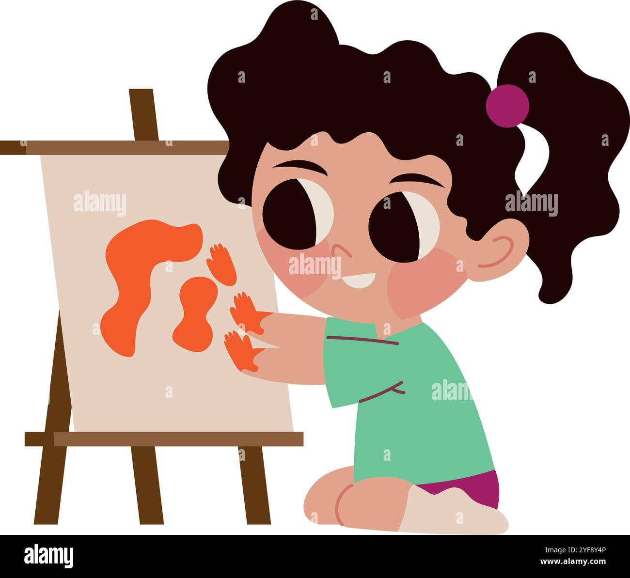 artist little girl painting on canvas Stock Vector Image & Art - Alamy