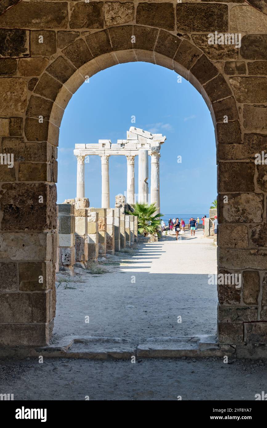 View of the Temple of Apollo through Byzantine Basilica gate Stock ...