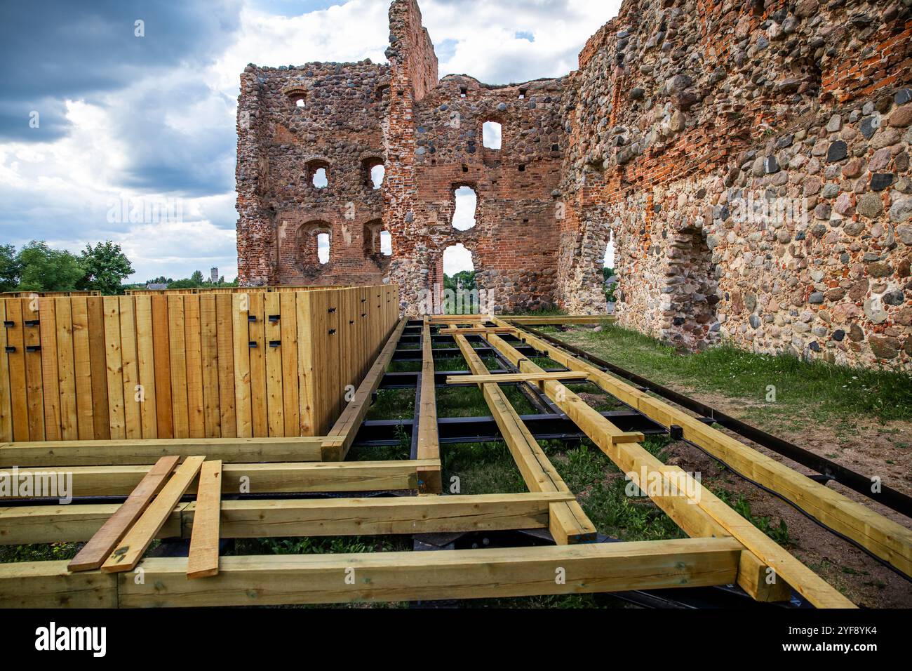 Ancient medieval castle renovations in Ludza, Latvia Stock Photo - Alamy
