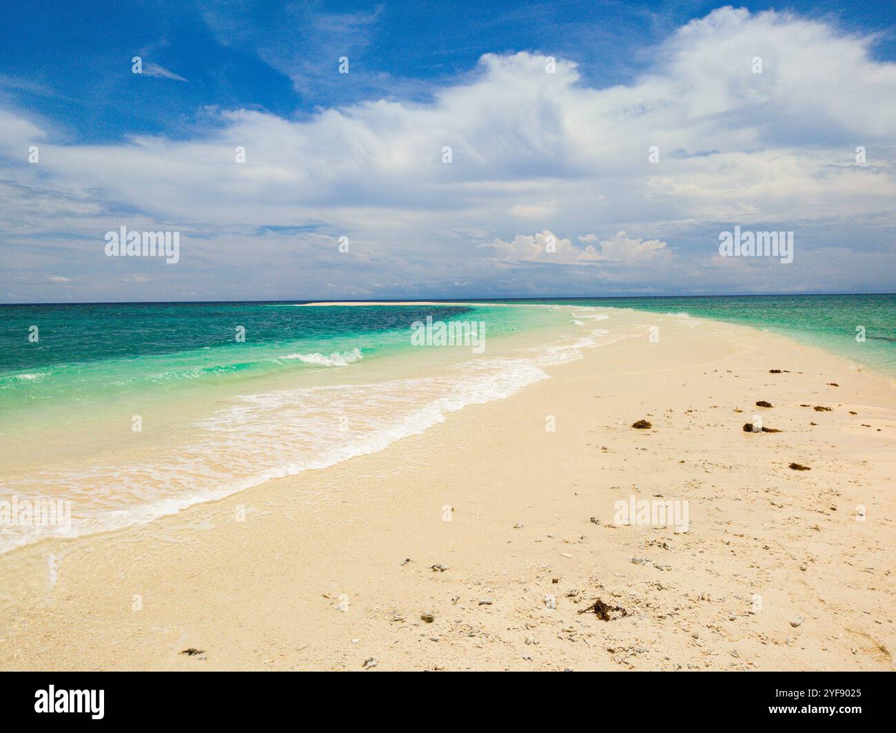 Sandy beach and ocean waves. Camiguin Island. Philippines Stock Photo ...