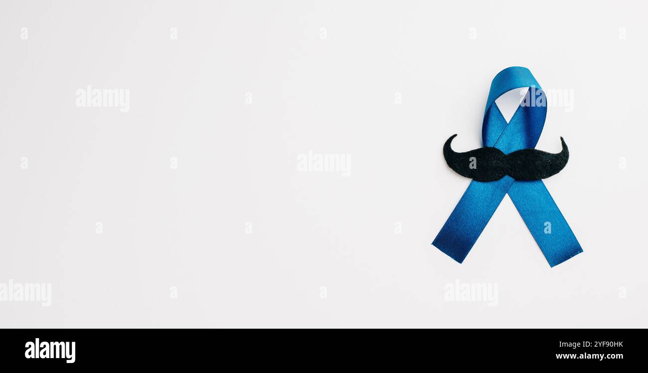 Prostate Cancer Awareness Month, Blue Ribbon with mustache Stock Photo ...