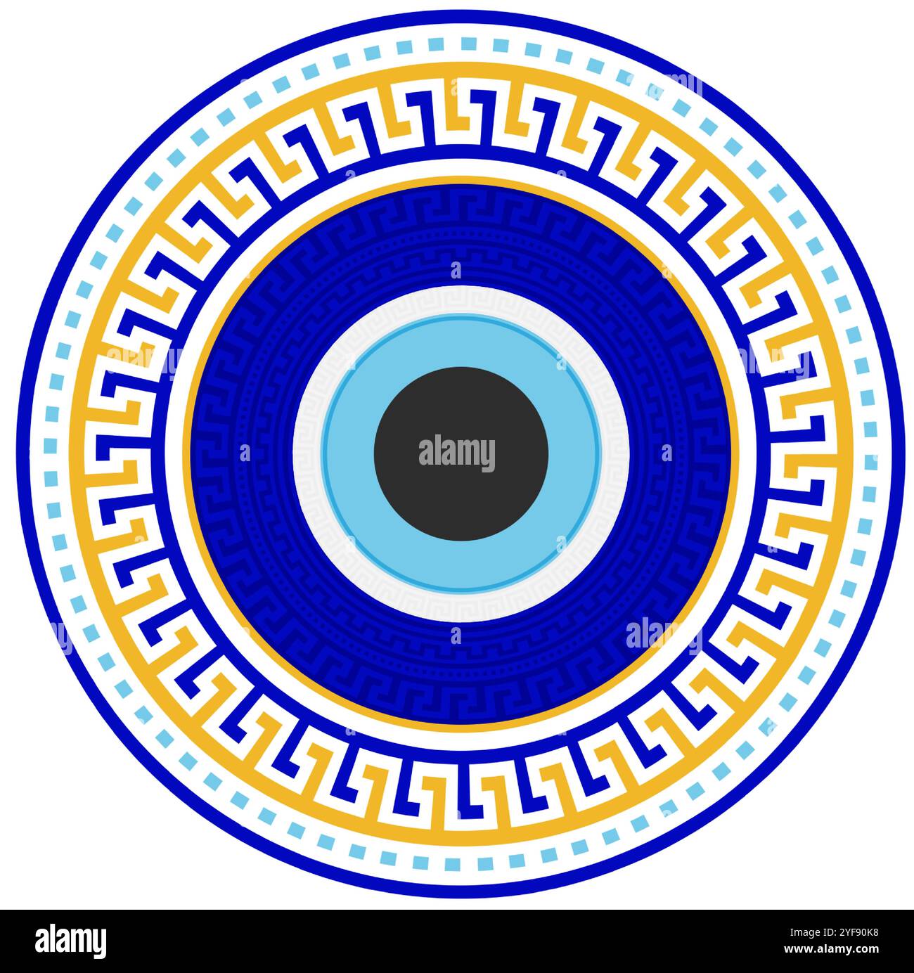 Evil eye bead. Vector blue nazar with mandala frame for luck protection ...