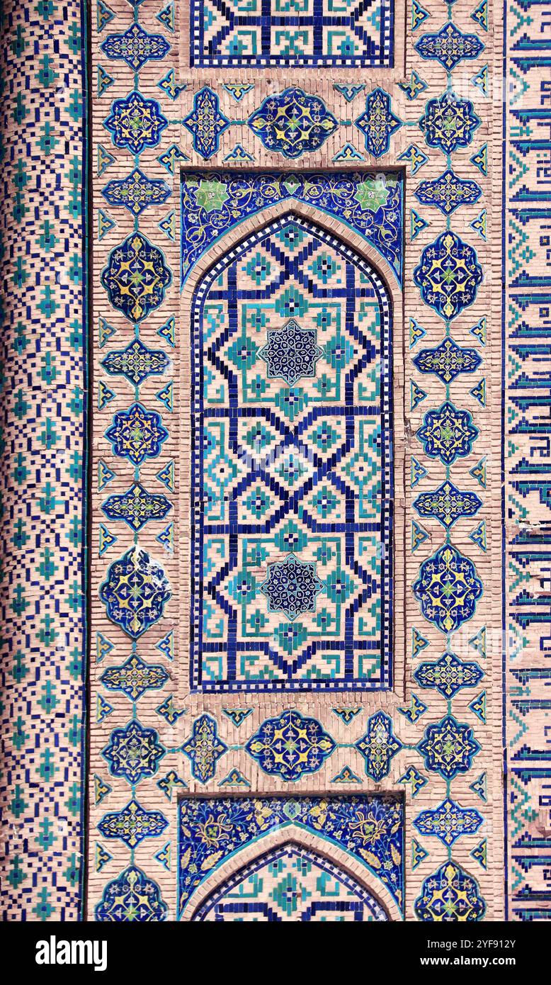 Vertical background with detail of ancient mosaic wall of Sher-dor ...