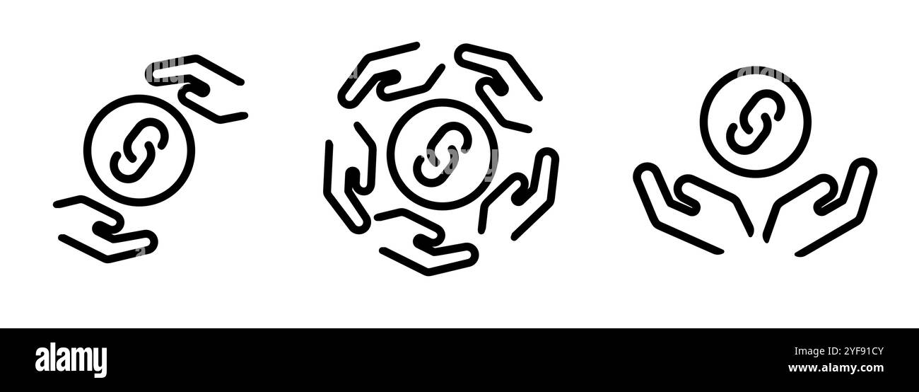 Link Hyperlink Chain Connected Logo Icon Set Collection Line Stroke Design Symbol Of Maintain