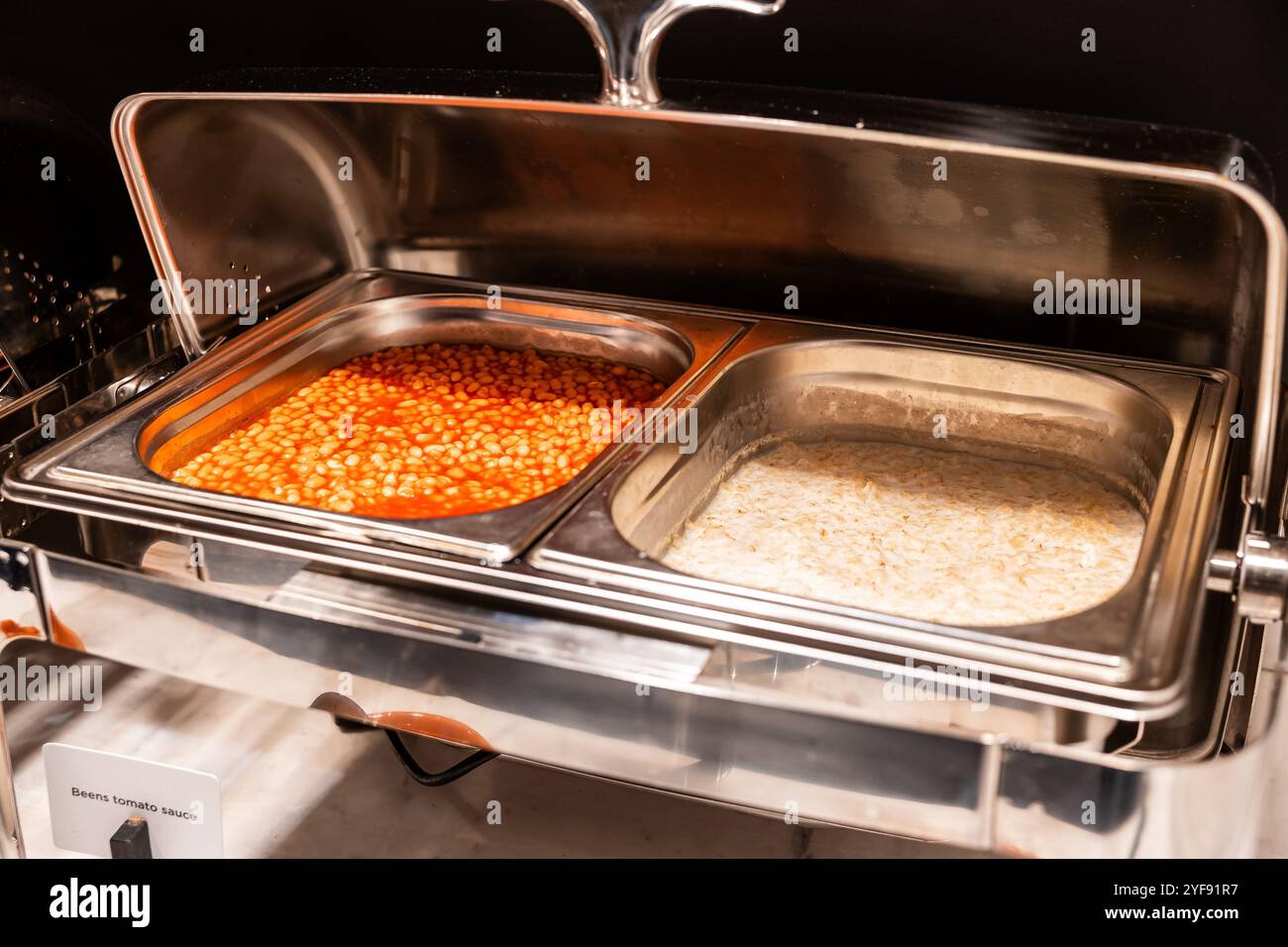 Savory Breakfast Options with Beans, Tomato Sauce, and Oatmeal Porridge ...