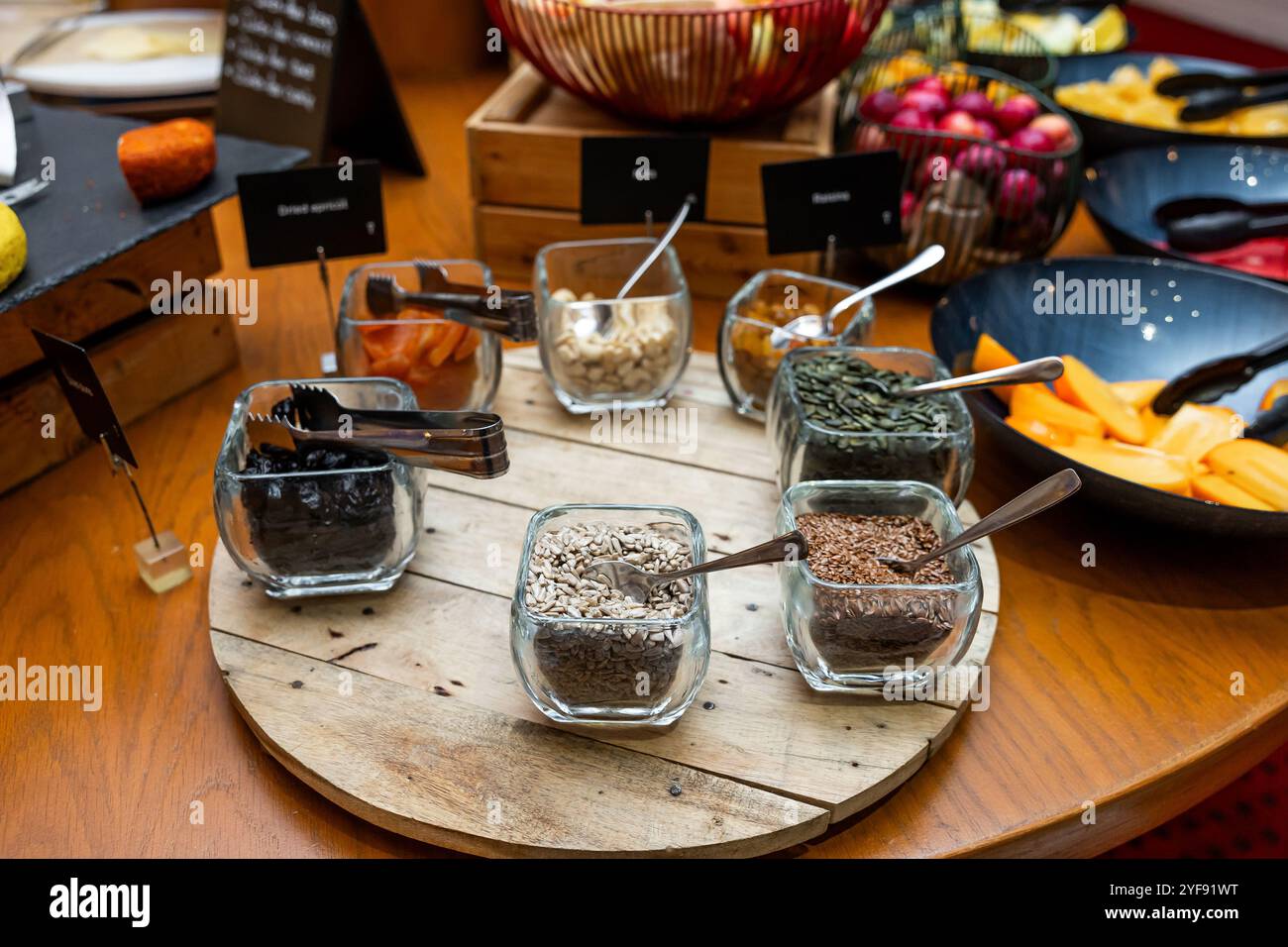 Gourmet Breakfast Buffet Selection with Fresh Fruits and Nuts on ...