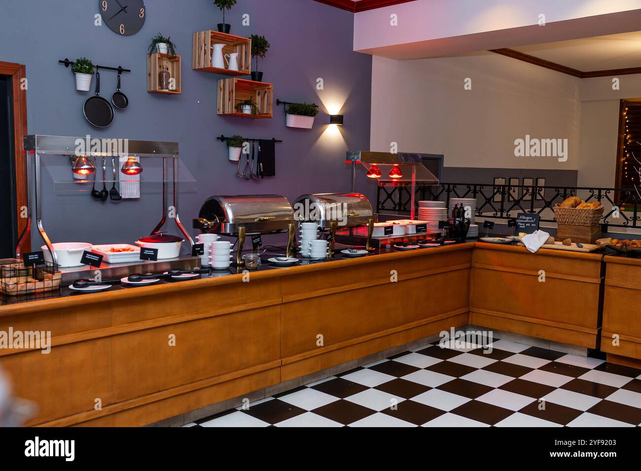 Elegant Hotel Breakfast Buffet Spread with Shiny Metal Warmers and ...