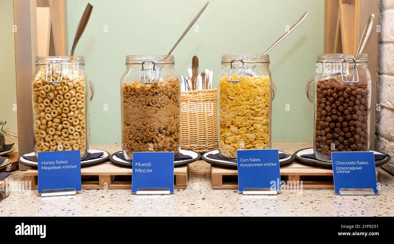 Healthy Breakfast Buffet Spread with Variety of Fresh Fruits and ...