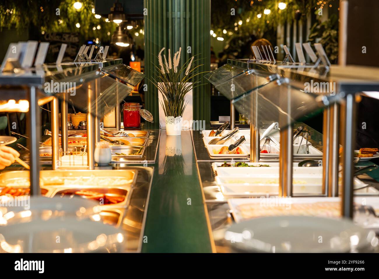 Stylish Hotel Buffet Line with Elegant Food Presentation and Decor ...