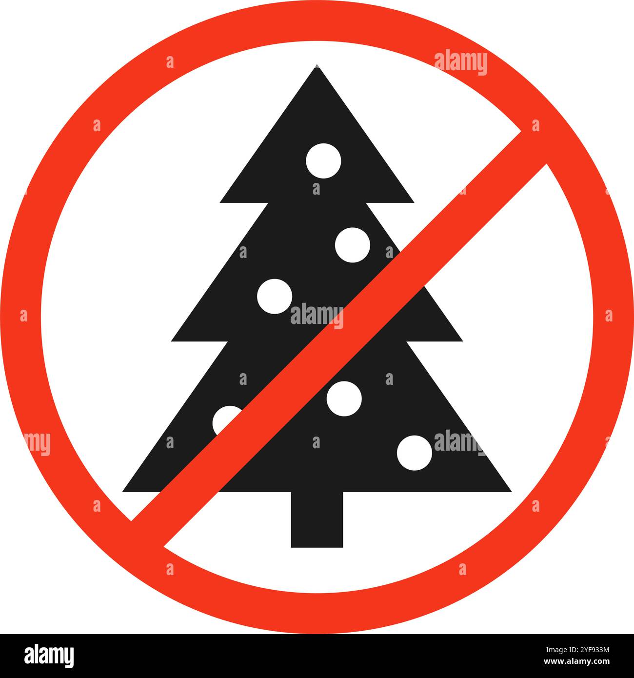 Christmas tree and prohibited circle sign. Christmas celebrating ...