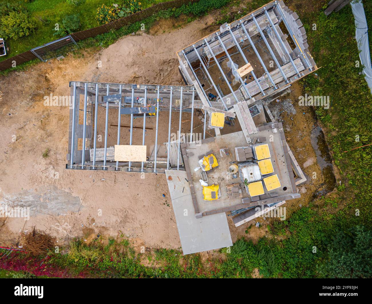 New residential house under construction with cinder blocks and ...