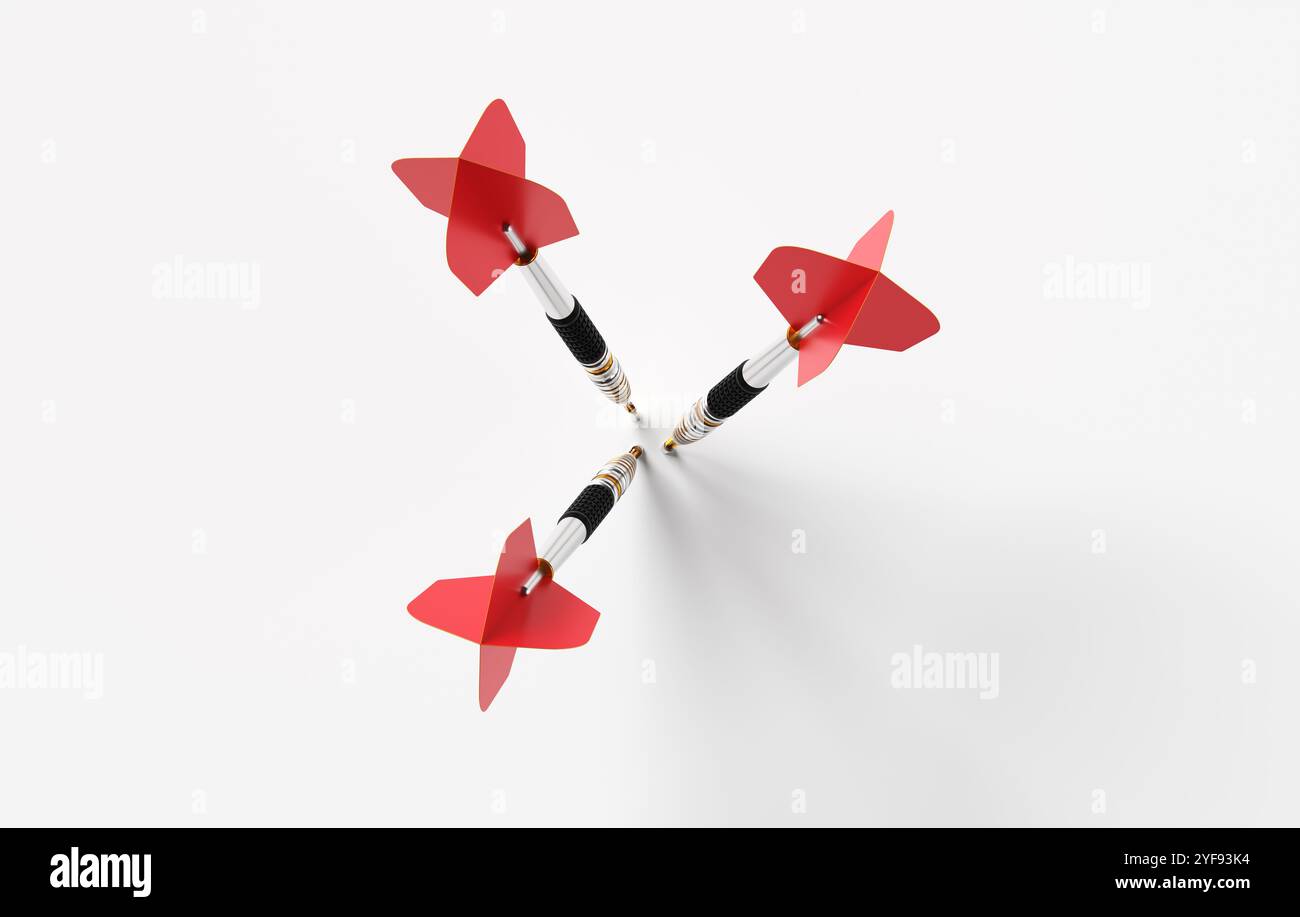 Three darts hitting the center of a target, achieving a perfect score ...