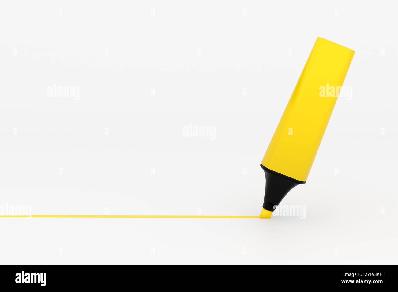 Highlighting concept. Yellow highlighter is drawing a horizontal ...