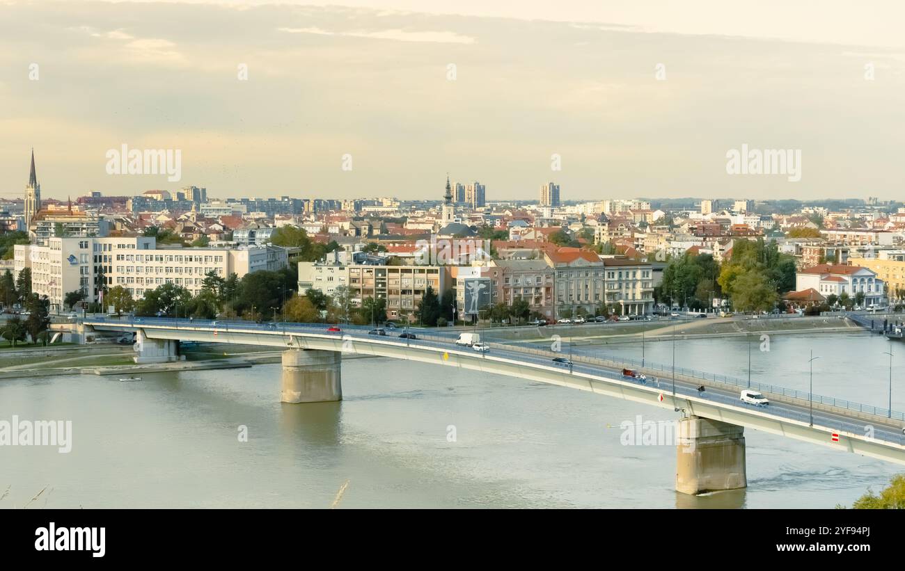 cityscape of Novi Sad from the historic vantage point of Petrovaradin ...