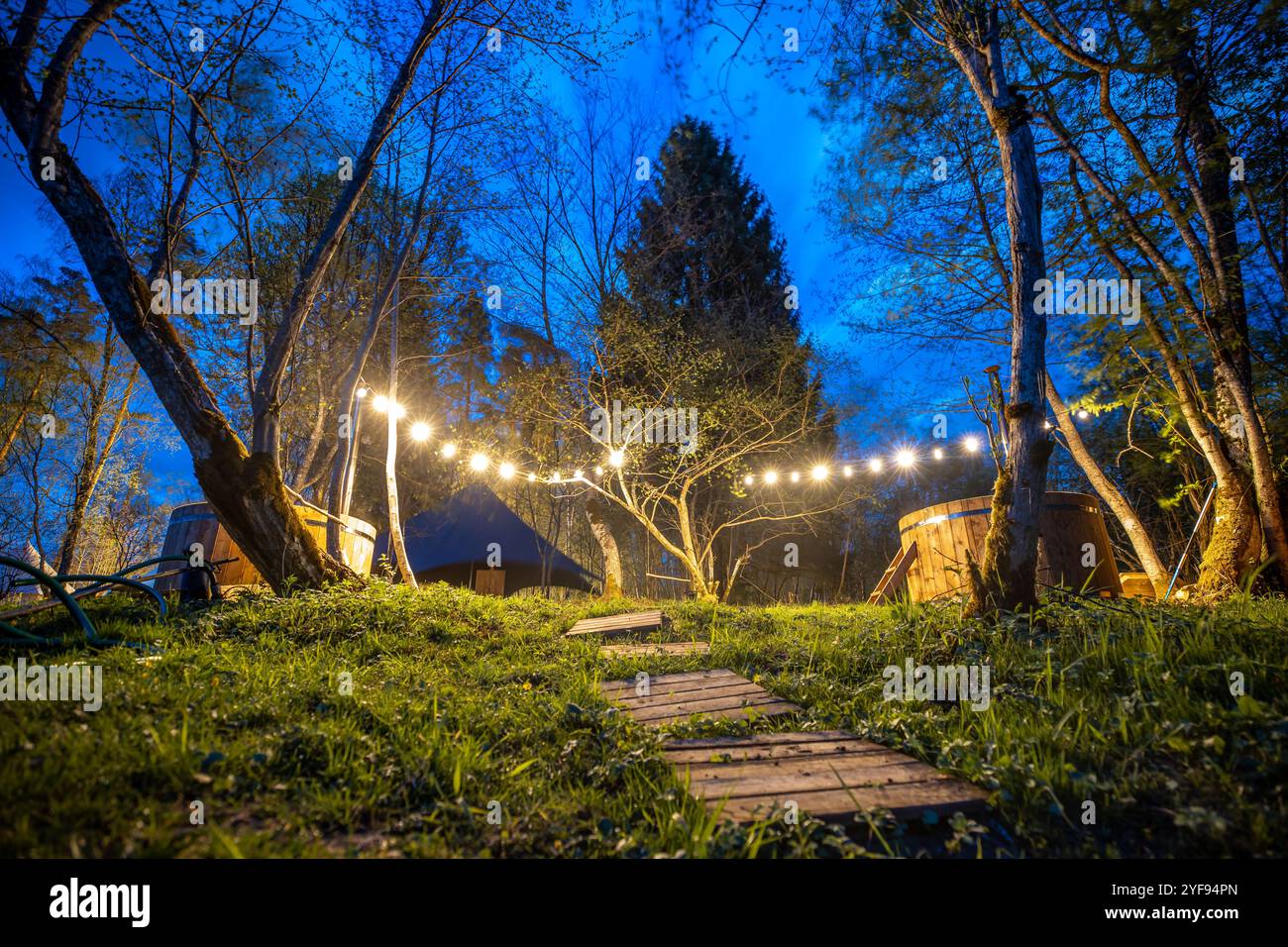 Tranquil campsite nestled hi-res stock photography and images - Alamy